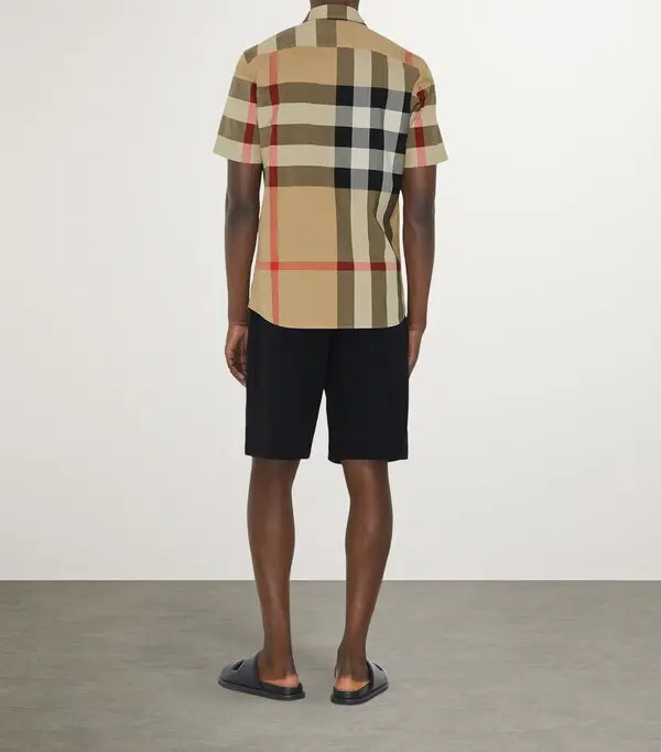 Burberry Cotton Enlarged-check Short-sleeve Shirt - Beige