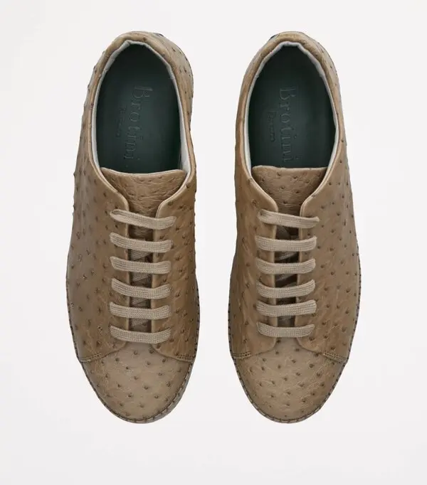 BROTINI Ostrich Leather Low-top Sneakers - Grey
