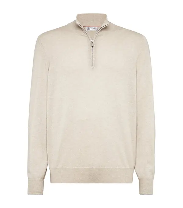 Brunello Cucinelli Cashmere Quarter-zip Sweater - Beige
