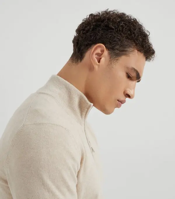 Brunello Cucinelli Cashmere Quarter-zip Sweater - Beige