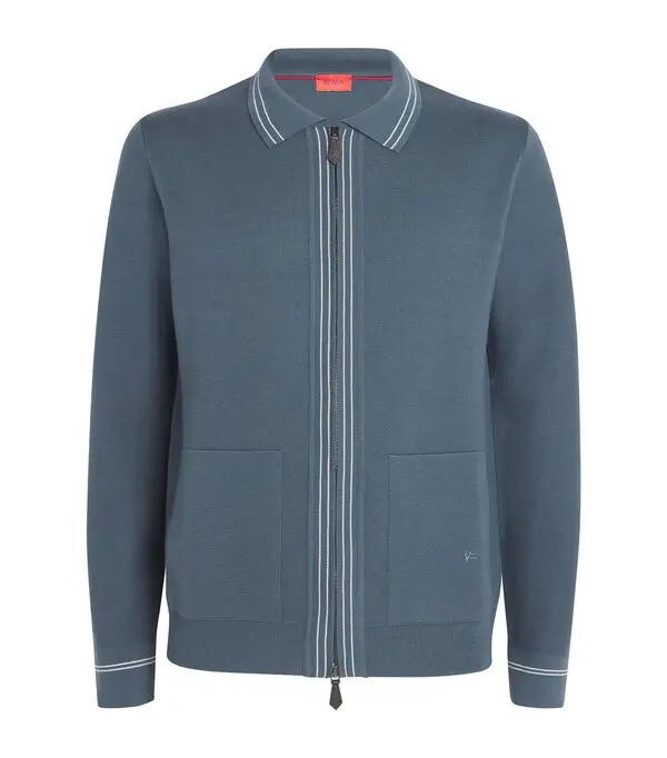 Isaia Silk-wool-cashmere Zip-up Cardigan
