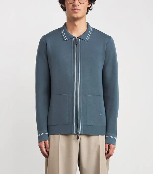 Isaia Silk-wool-cashmere Zip-up Cardigan