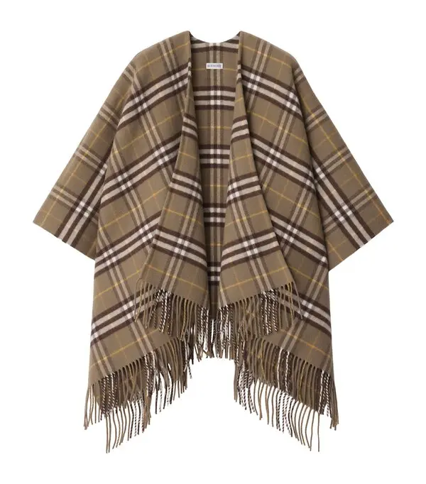 Burberry Wool-cashmere Check Cape - Beige