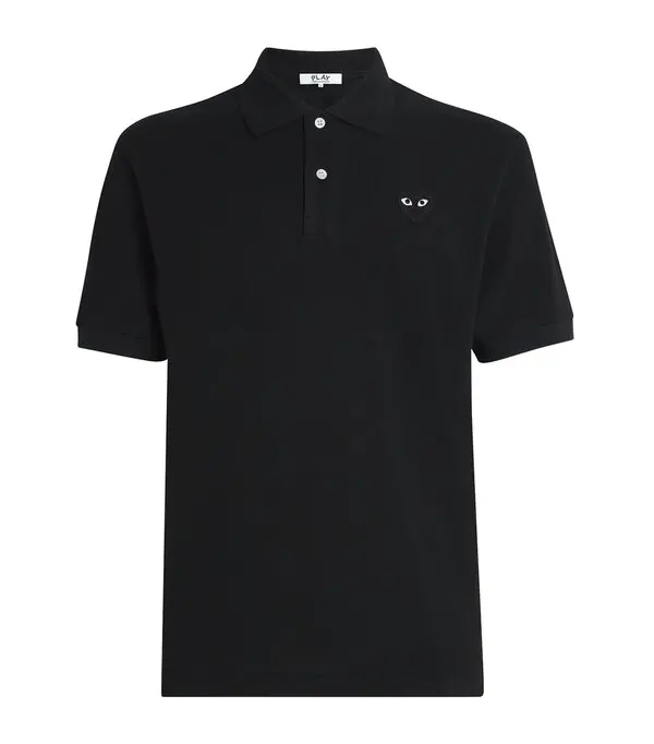 Play Comme Des Garcon Heart Logo Polo Shirt - Black