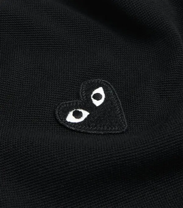Play Comme Des Garcon Heart Logo Polo Shirt - Black