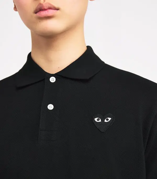 Play Comme Des Garcon Heart Logo Polo Shirt - Black