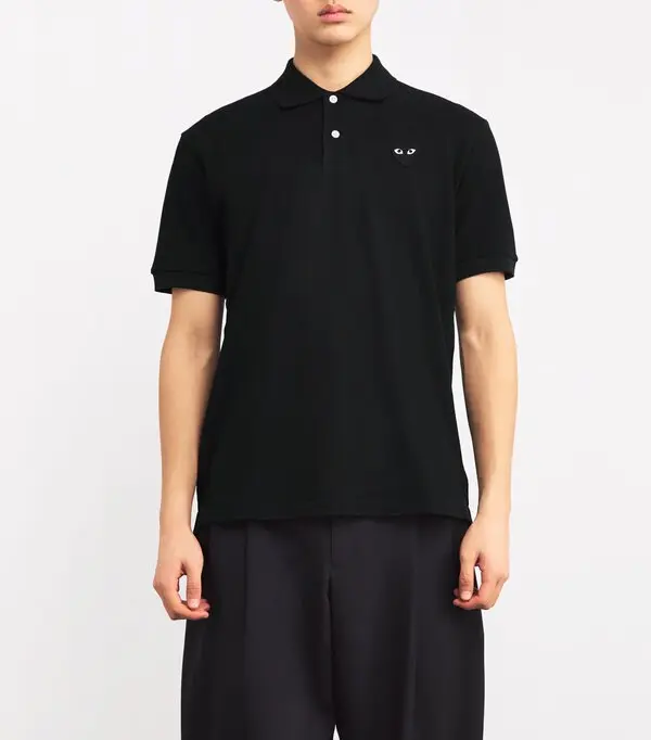 Play Comme Des Garcon Heart Logo Polo Shirt - Black