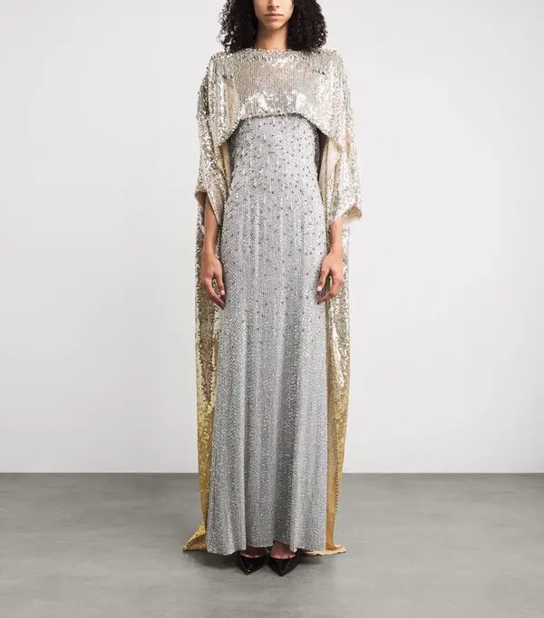 Jenny Packham Cassia Sequin Cape - Silver