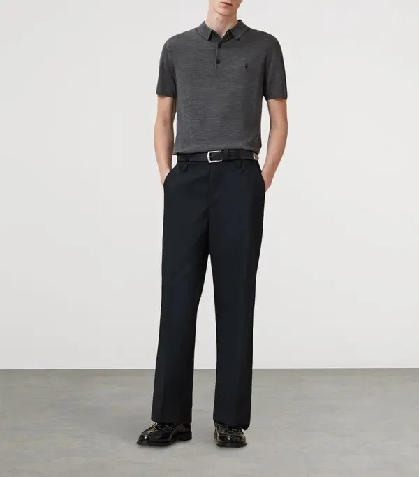 ALLSAINTS Merino Wool Mode Polo Shirt - Grey
