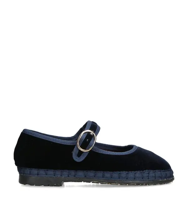 FLABELUS Velvet Molly Mary Janes - Blue