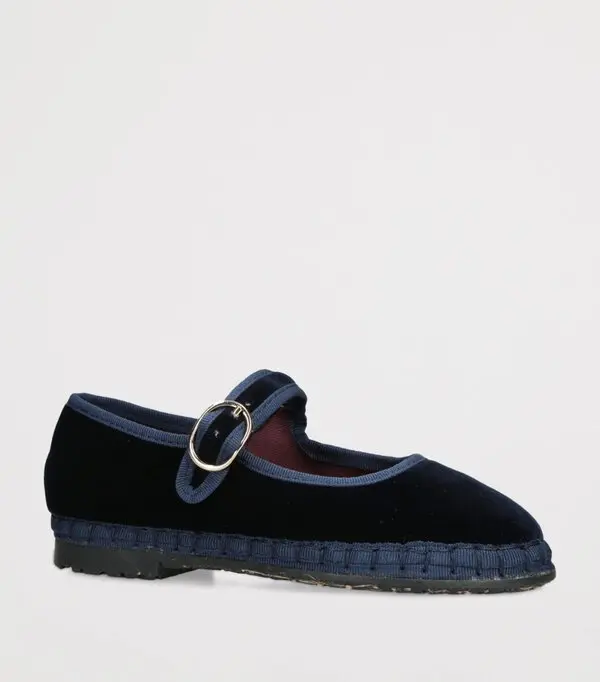 FLABELUS Velvet Molly Mary Janes - Blue