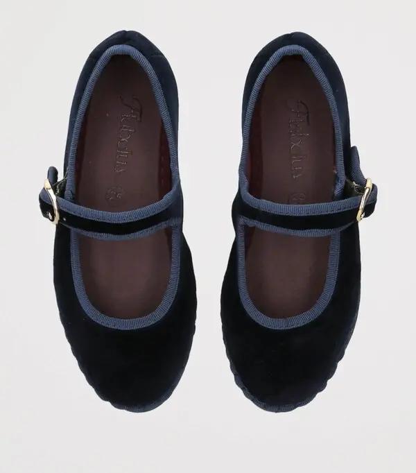 FLABELUS Velvet Molly Mary Janes - Blue