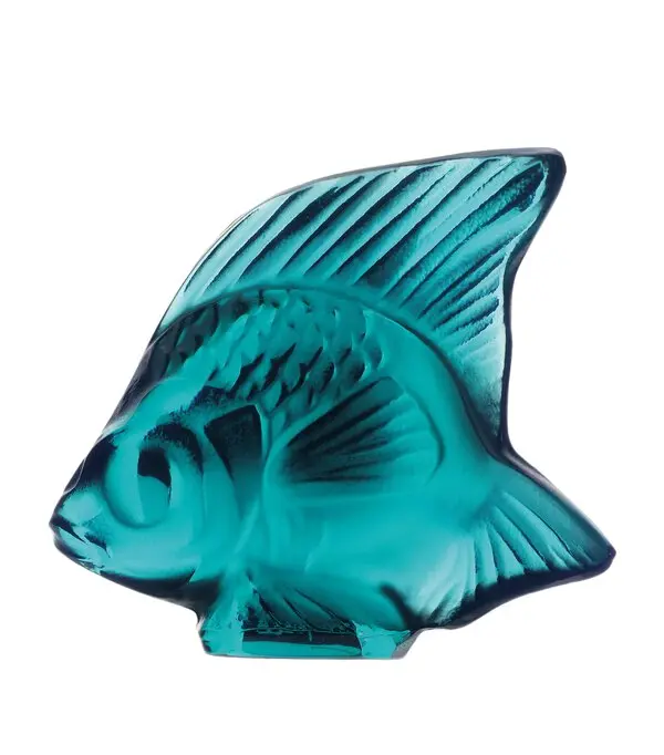 Lalique Crystal Fish Sculpture - Turquoise