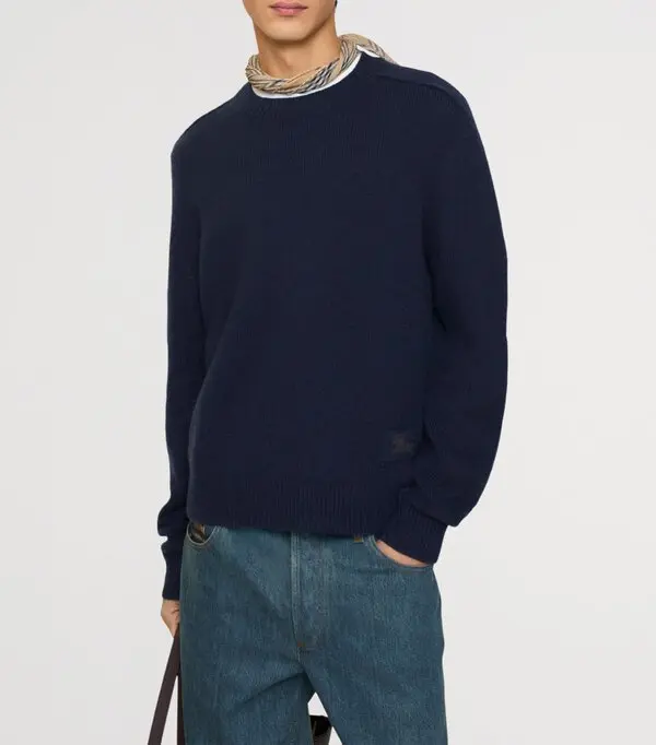 Burberry Cashmere-blend Equestrian Knight Design Sweater - Blue