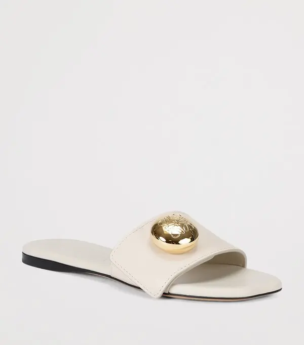 Loewe Leather Pebble Slides - Ivory