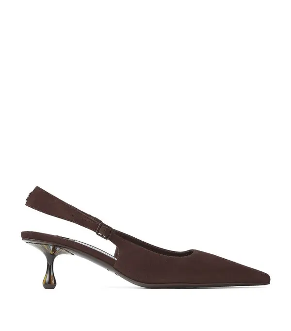 JIMMY CHOO Amel 50 Leather Slingback Pumps - Brown