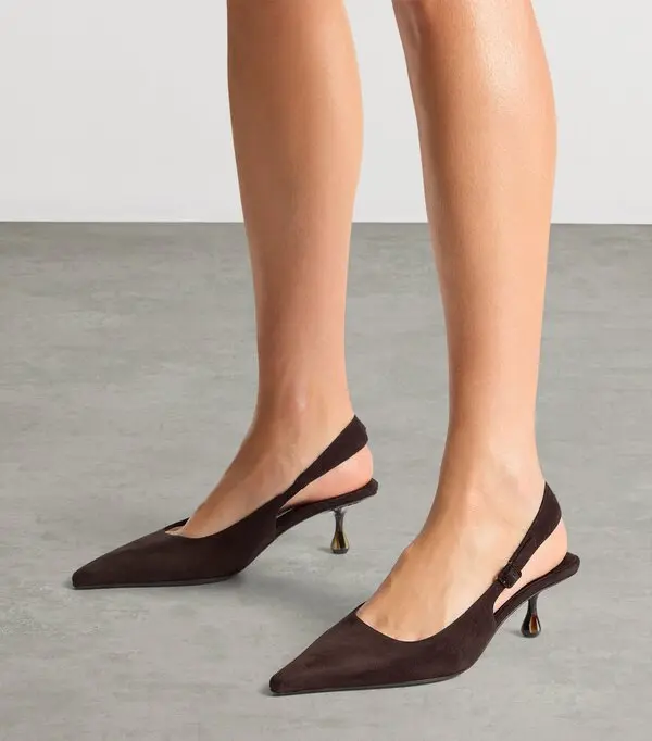 JIMMY CHOO Amel 50 Leather Slingback Pumps - Brown