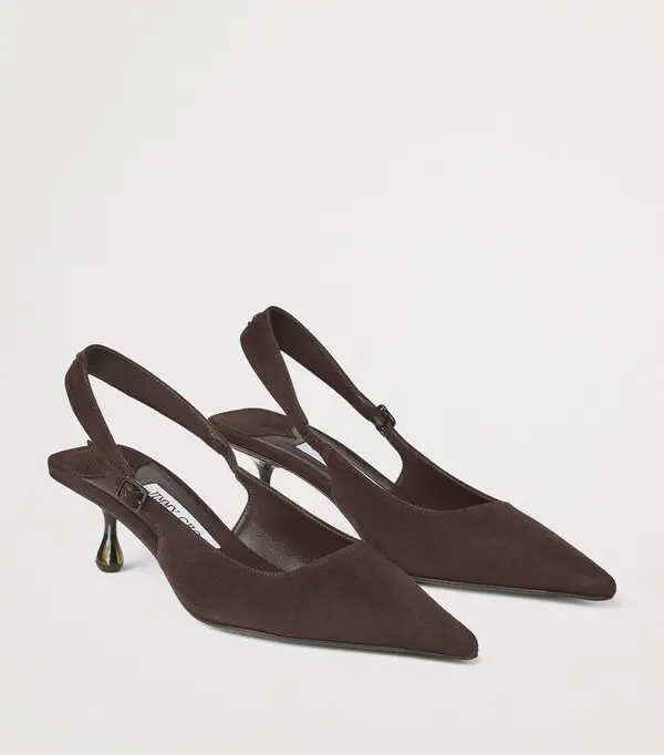 JIMMY CHOO Amel 50 Leather Slingback Pumps - Brown