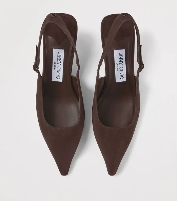 JIMMY CHOO Amel 50 Leather Slingback Pumps - Brown