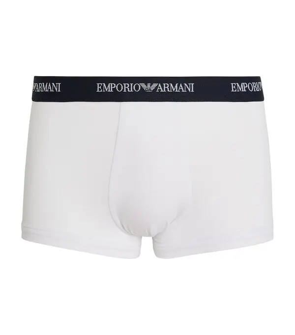 Emporio Armani Stretch-cotton Trunks - White