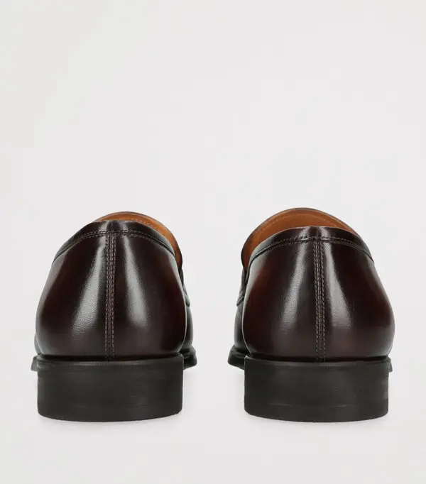 Magnanni Leather Penny Loafers - Beige