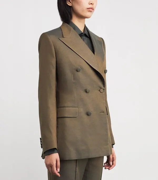 Brioni Flavia Silk Double-breasted Blazer