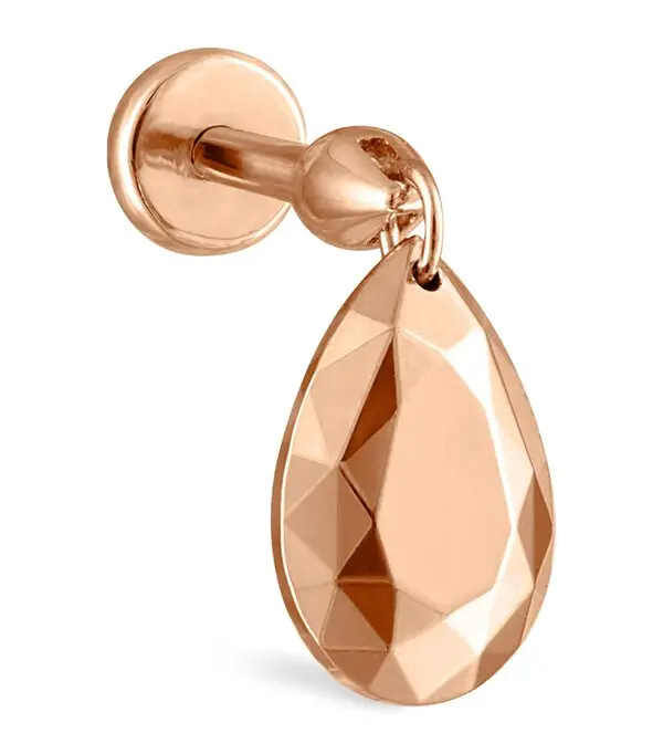 MARIA TASH Faceted Pear Threaded Charm Earring - Rose Gold