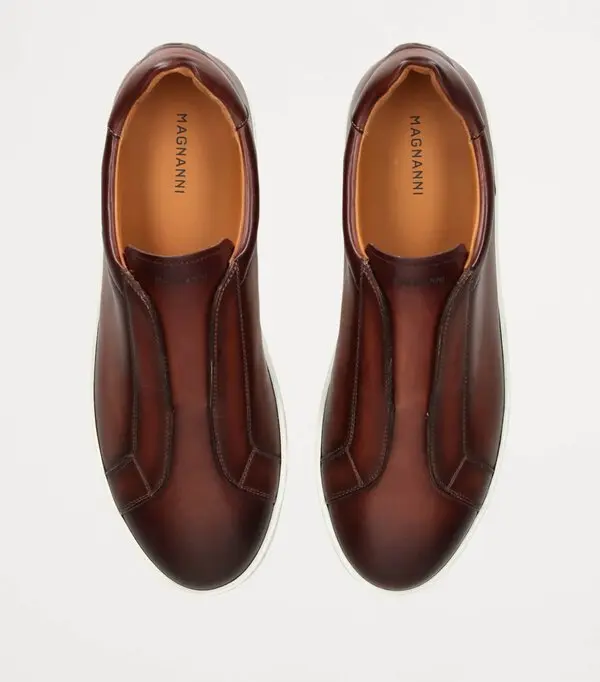 Magnanni Leather Slip-on Sneakers - Brown
