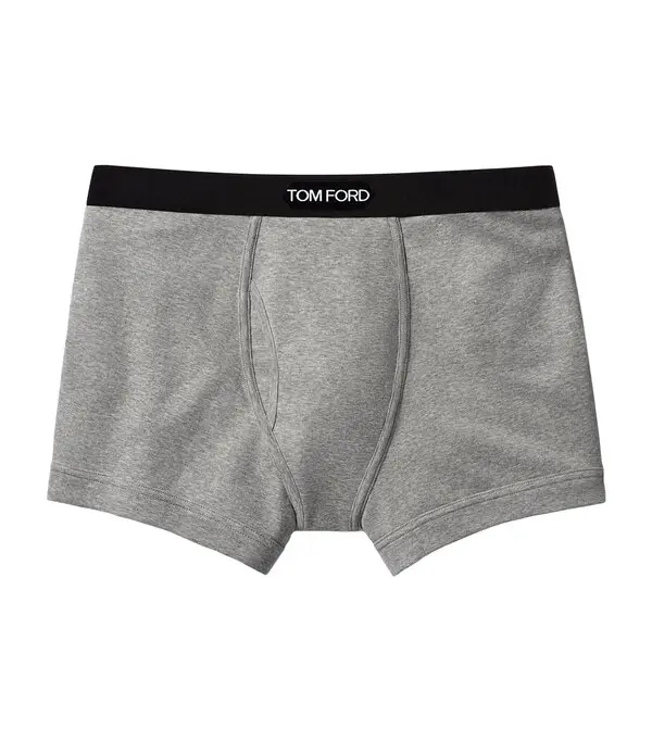 TOM FORD Stretch-cotton Logo Boxers - Grey