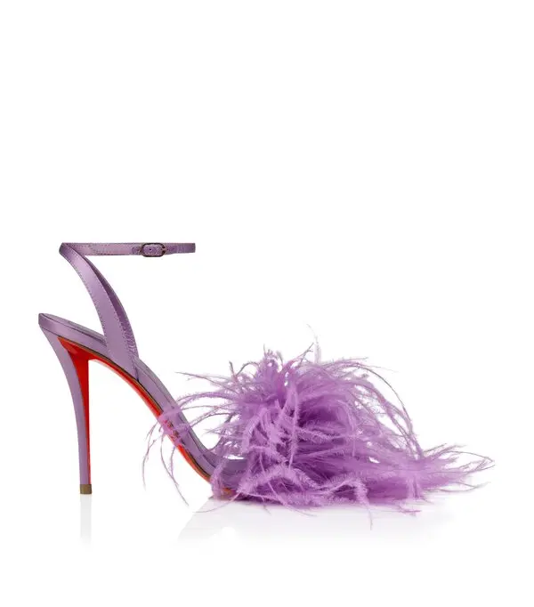 CHRISTIAN LOUBOUTIN Miss Z Poupi Silk Heeled Sandals - Purple