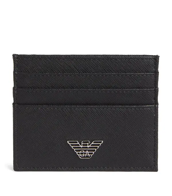 Emporio Armani Leather Logo Card Holder - Black