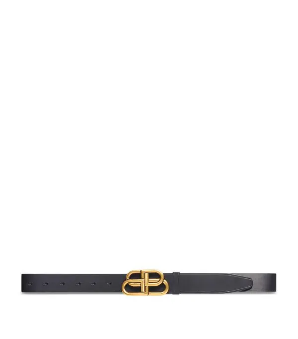 Balenciaga Leather Logo Belt - Black