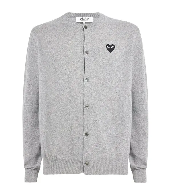 Play Comme Des Garcon Wool Heart Cardigan - Grey
