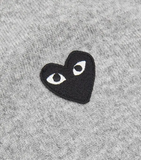 Play Comme Des Garcon Wool Heart Cardigan - Grey