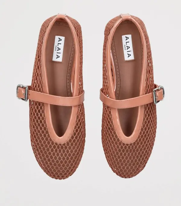 Alaïa Mesh Ballet Flats - Nude
