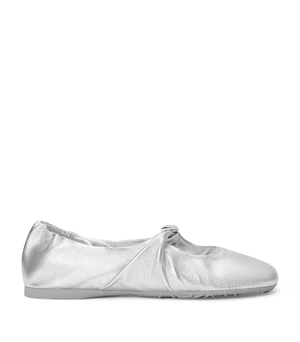 Loewe Leather Pebble Ballerina Flats - Silver