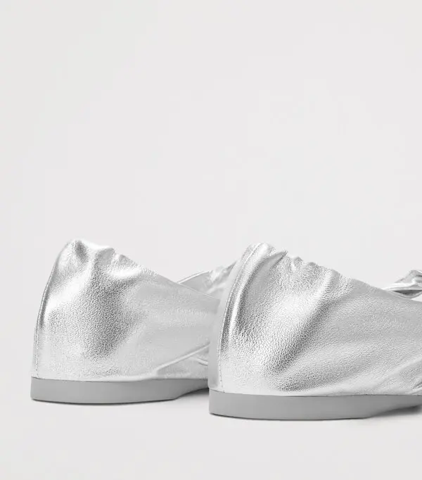 Loewe Leather Pebble Ballerina Flats - Silver