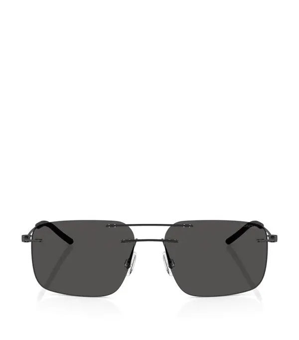 Moncler Steel Square Frame Sunglasses - Black