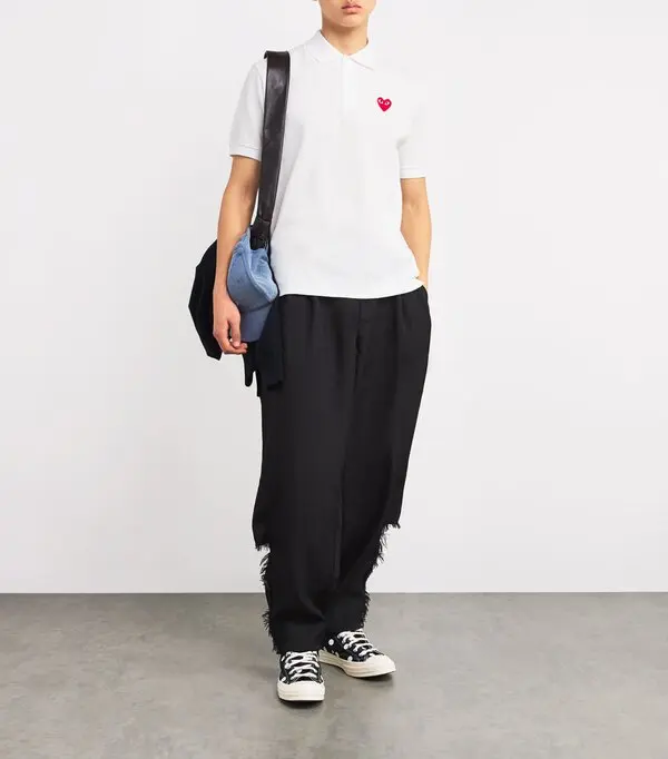 Play Comme Des Garcon Heart Logo Polo Shirt - White
