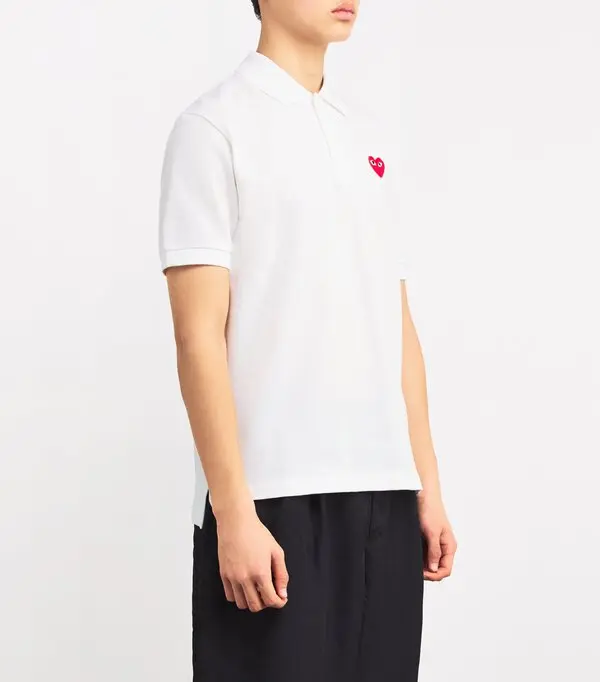 Play Comme Des Garcon Heart Logo Polo Shirt - White