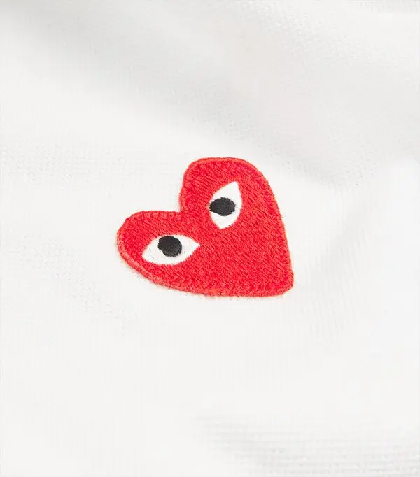 Play Comme Des Garcon Heart Logo Polo Shirt - White