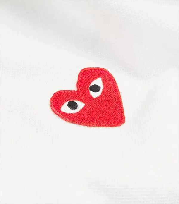 Play Comme Des Garcon Heart Logo Polo Shirt - White