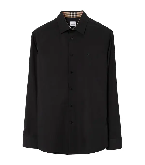 Burberry Stretch-cotton Ekd Shirt - Black