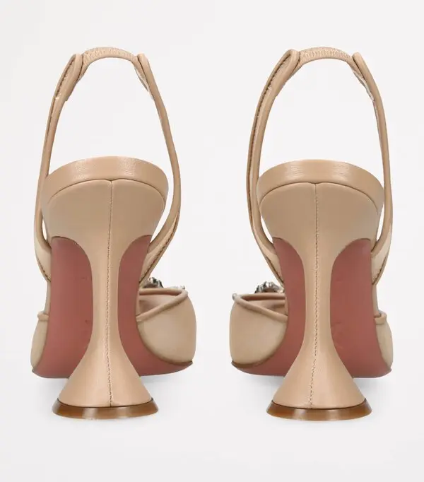 Amina Muaddi Mesh Begum Slingback 95 Pumps - Beige