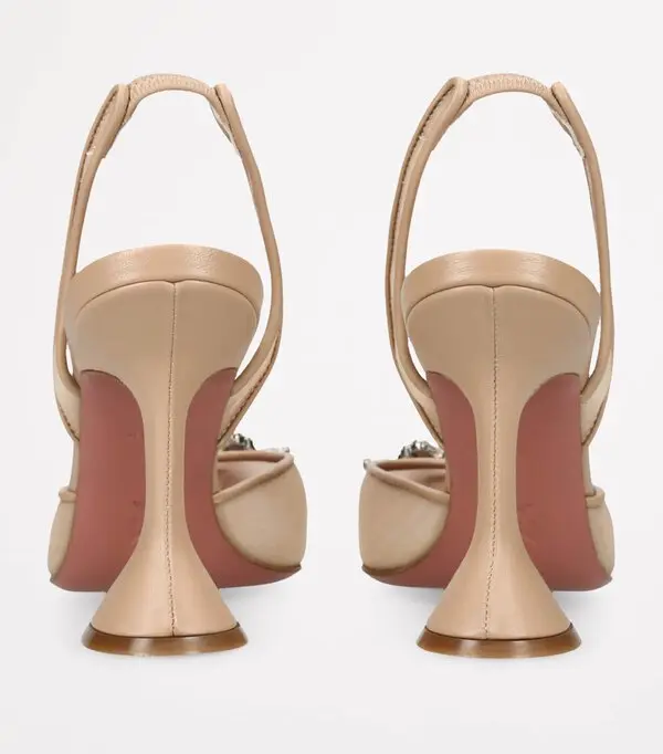 Amina Muaddi Mesh Begum Slingback 95 Pumps - Beige