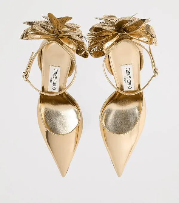 JIMMY CHOO Marja 100 Leather Pumps - Gold