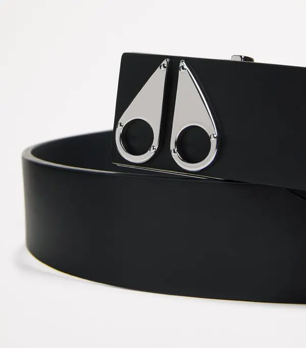 Moose Knuckles Leather Logo Belt