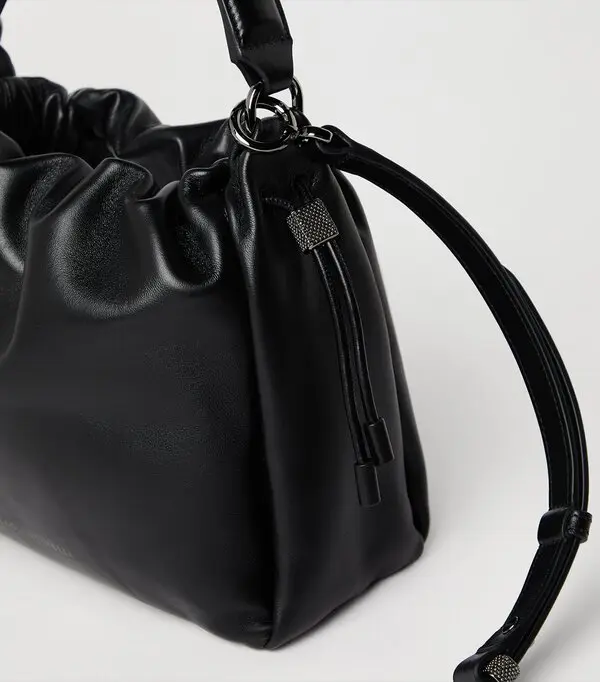 Brunello Cucinelli Small Mellow Bucket Bag - Black