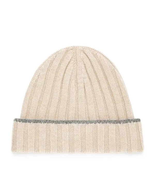 Brunello Cucinelli Cashmere Ribbed Beanie - Brown