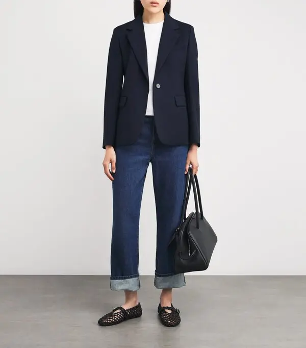 Max Mara Virgin Wool Single-breasted Blazer - Blue